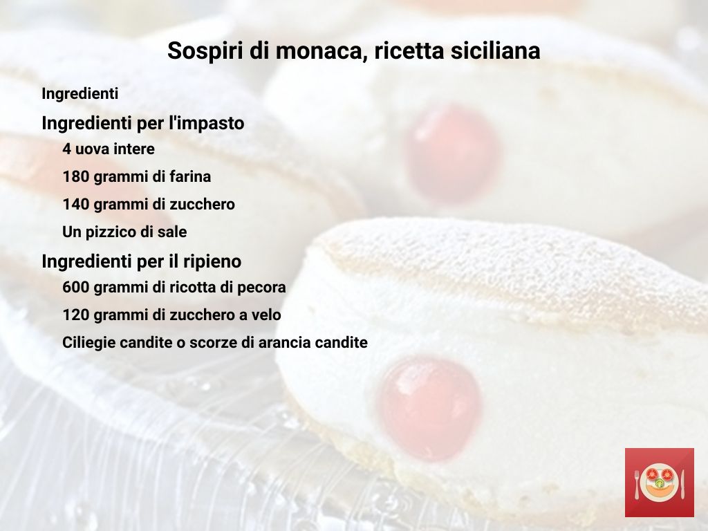 Sospiri di monaca, ricetta siciliana
